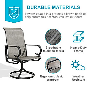 Iwicker Patio Dining Chairs, Outdoor Swivel Dining Chairs with Textilene Mesh Fabric, Set of 2