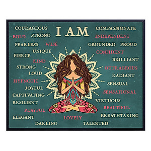 Positive Affirmations Wall Decor - Motivational Wall Art Posters 8x10 - Inspirational Quotes - Encouragement Gifts for Women - Empowered Women - Uplifting Gifts for Women - Encouraging Yoga Wall Art