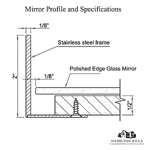 Hamilton Hills Contemporary Brushed Metal Wall Mirror | Glass Panel Black Framed Squared Corner Deep Set Design | Mirrored Rectangle Hangs Horizontal or Vertical (24" x 36")
