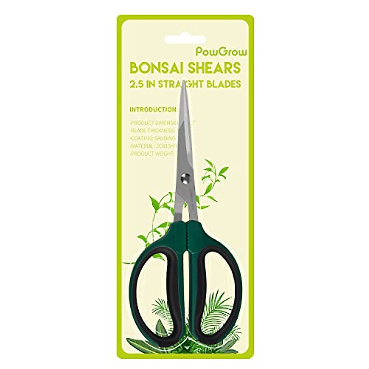 PowGrow 3-Pack Bonsai Shears Garden Pruning Scissors with 60mm Straight Stainless Steel Blades, Trimming Pruner Scissors with Precision Blades and Ergonomic Comfort Grip Handles