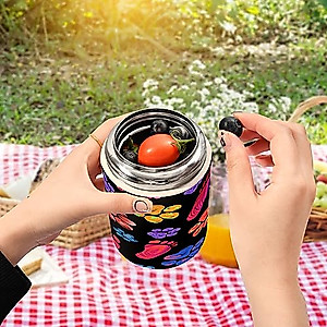 CUPADA Colorful Animal Human Paw Food Jar for Hot and Cold, Insulated Food Jars Vacuum 17OZ with Folding Spoon for Work Trip Picnic Camping
