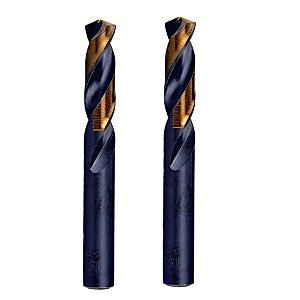 MAXTOOL 15/32" 2pcs Identical Screw Machine Drills HSS M2 Twist Stub Drill Bits Black & Bronze Fully Ground Straight Shank Short Drills; SMF02H10R30P2