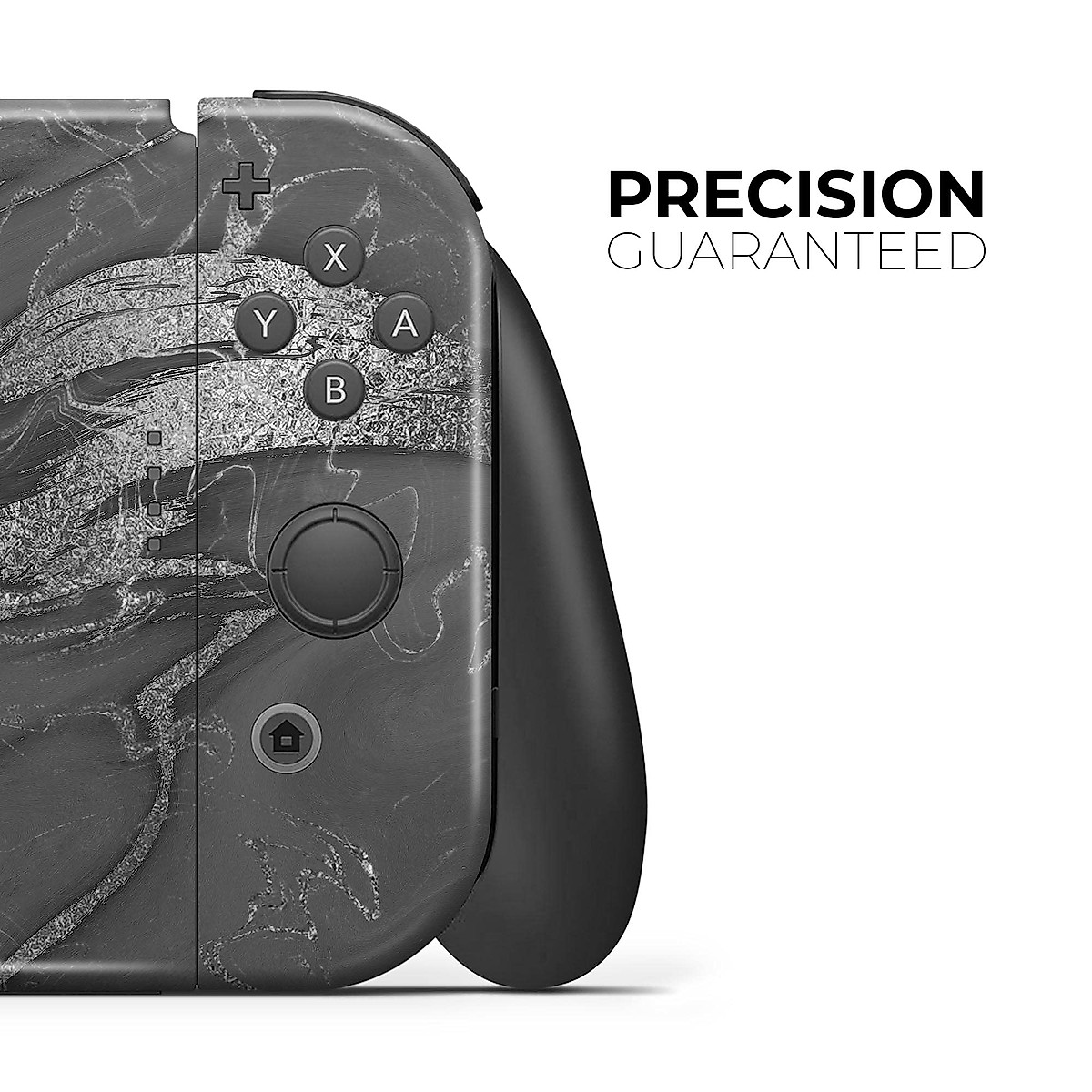 Design Skinz - Compatible with Nintendo Switch OLED Dock Only - Skin Decal Protective Scratch-Resistant Removable Vinyl Wrap Cover - Black & Silver Marble Swirl V7