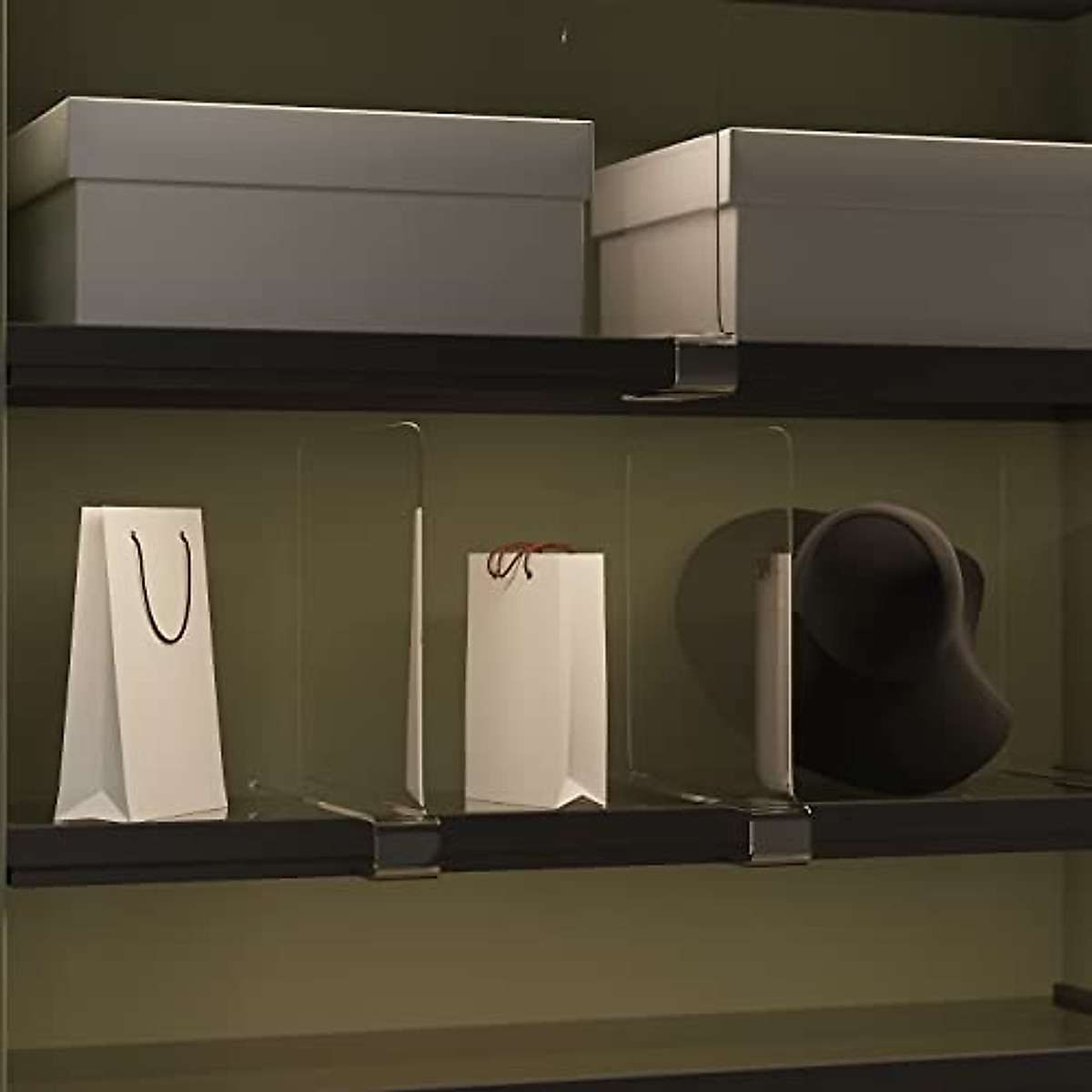 lamsexx 8 Pack Acrylic Shelf Dividers,Clear Shelf Dividers for Closet Organization, Closet Separator for for Organization in Bedroom, Kitchen and Cabinets