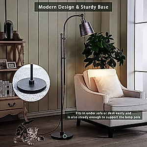 Industrial Floor Lamp, Black Standing Lamp Rustic Farmhouse Reading Lamp with On/Off Switch, Vintage Task Lamp with Metal Shade for Living Room Reading Bedroom Office, ETL (Black01-3S)