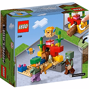 LEGO Minecraft The Coral Reef Toy Building Set 21164 Pretend Play Minecraft Toy with Alex, Puffer Fish and Zombie Figures, Ideal Gift for Kids Who Love Minecraft, Boys & Girls Age 7+ Years Old