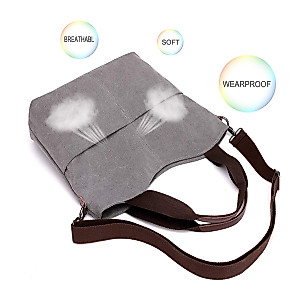 DOURR Hobo Handbags, Canvas Crossbody Bags for women Fashion Crossover Purse Cotton Shoulder Bag (Purple Coffee-01)