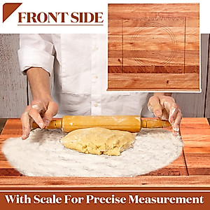 Vesici Reversible Pastry Board with Lip for Rolling Dough Large Wooden Cutting Board Chopping Board Kneading Board with Engraved Measurements for Counter Table Top Kitchen(24 x 22.8 x 1.5 Inch,Walnut)