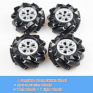 Mecanum Wheel 4wd Metal Robot Car Chassis Remote Control Learning Kit for Arduino Raspberry Pie Microbit with DC Encoder Motor, DIY Steam AGV ROS AI Move Education Platform Robotic Functional Model