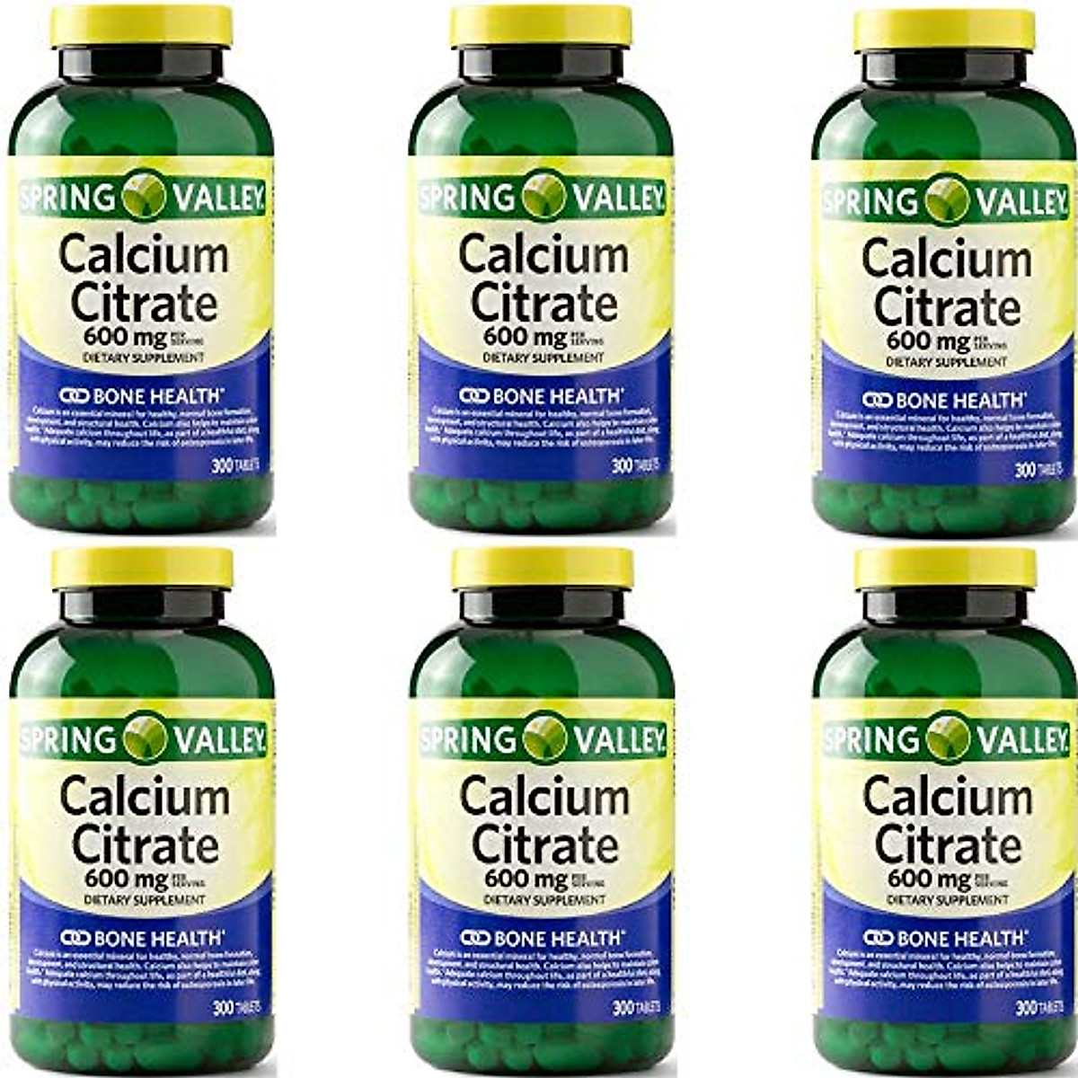 Spring Valley Calcium Citrate 600mg 300count (6 Pack)