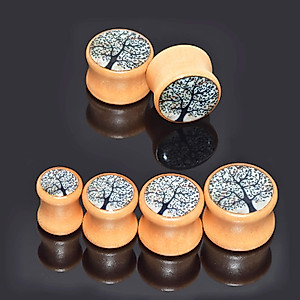 Longbeauty 4 Pair Vintage Handmade Organic Wood Double Flared Saddle Tunnel Ear Plugs Expander Gauges 10MM