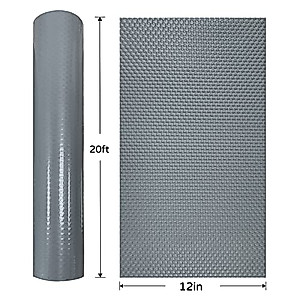 Shelf Liners for Kitchen Cabinets Washable Refrigerator Liners Oil-Proof Drawer Liners for Kitchen Dining, 12 in x 20 FT, Gray (12 Inches x 20 FT x 1 Roll)