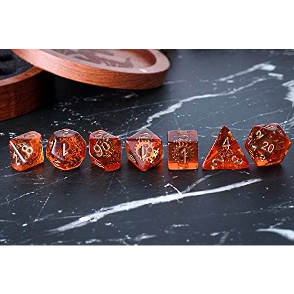 Steampunk Gear DND Dice Set for Dungeons and Dragons Gifts, D&D, D and D, Pathfinder, Accessories, D20, Polyhedral, Resin Dice, Metal, Dice Tray, Tower, Bag, Box
