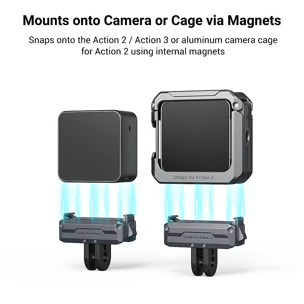 SMALLRIG Magnetic Adapter Mount for DJI Action 4 / Action 3 / Action 2, with Adapter Connection and 1/4” Thread for Osmo Action 3 / Action 2, for Tripod, Selfie, Vlogging, YouTube - 3662