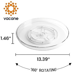 vacane 2-Pack 13Inch Lazy Susan Cabinet Organizer, Plastic Rotating Organizer Spice Rack Condiment Organizer for Pantry, Countertop, Cupboard, Refrigerator-Clear
