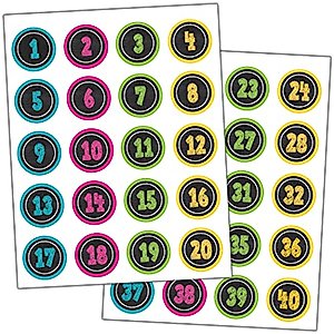 Chalkboard Brights Numbers Stickers