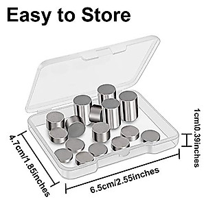 Ruisita 3.75 Ounces Tungsten Weights Cylinders Weights 16 Pieces Tungsten Weights 3/8 Inch Incremental Cylinders Weights with Plastic Box