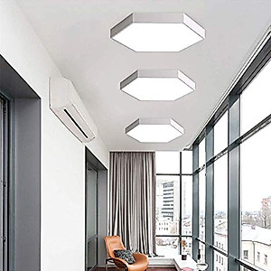 DOGACA Modern Hexagon LED Ceiling Light Fixture with Remote Dimmable Flush Mount Ceiling Lamp for Hallway Stairway Hearth Kitchen Porch Entryway-White Light 40cm