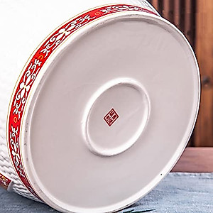 Food Dispenser Retro Ceramic Rice Bucket Cereal Storage Container Chinese Porcelain Grain Dispenser Suitable for Flour, Sugar, Coffee, Rice, Nuts, Snacks, Pet Food, Tea (Size : 12.5kg/27.5lbs)