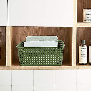 Ponpong Plastic Woven Storage Baskets, 6 Packs