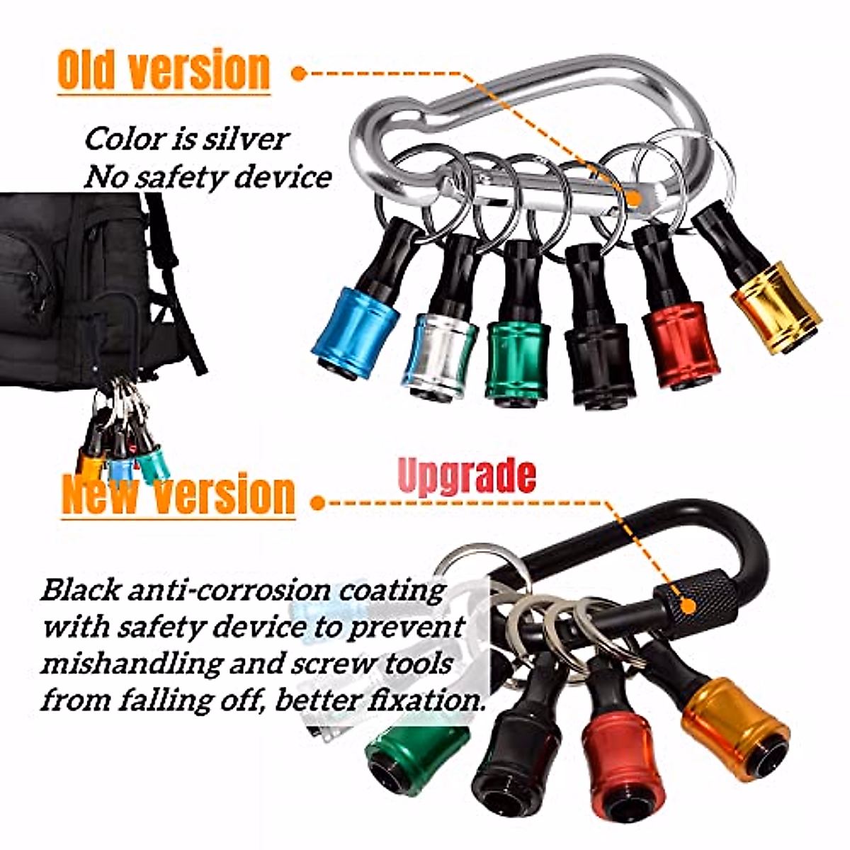 6 Color Drill Extension Bit Holder, 1/4inch Hex Shank Aluminum Alloy Screwdriver Bits Holder Extension Bar Drill Screw Adapter Change Keychain Portable 2023 Upgraded