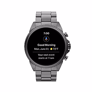 Fossil Unisex Gen 6 44mm Stainless Steel Touchscreen Smart Watch, Fitness Tracker, Color: Smoke (Model: FTW4059V)