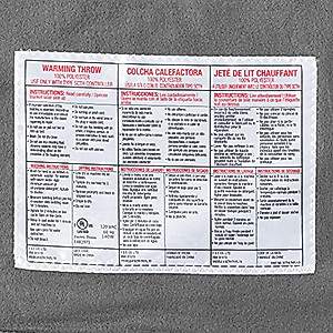 Beautyrest Fleece Electric Blanket Heated Throw Wrap Super Soft Hypoallergenic with Auto Shutoff-3-Setting Controller, 50 x 60 in, Grey