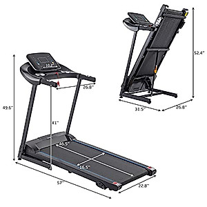 Merax Portable Treadmill for Home, 3.5HP Electric Motorized Running Machine with 10MPH Speed, Large Running Surface, 12 Programs, Speakers, Incline, LCD and Pulse Monitor for Running Walking (Black)
