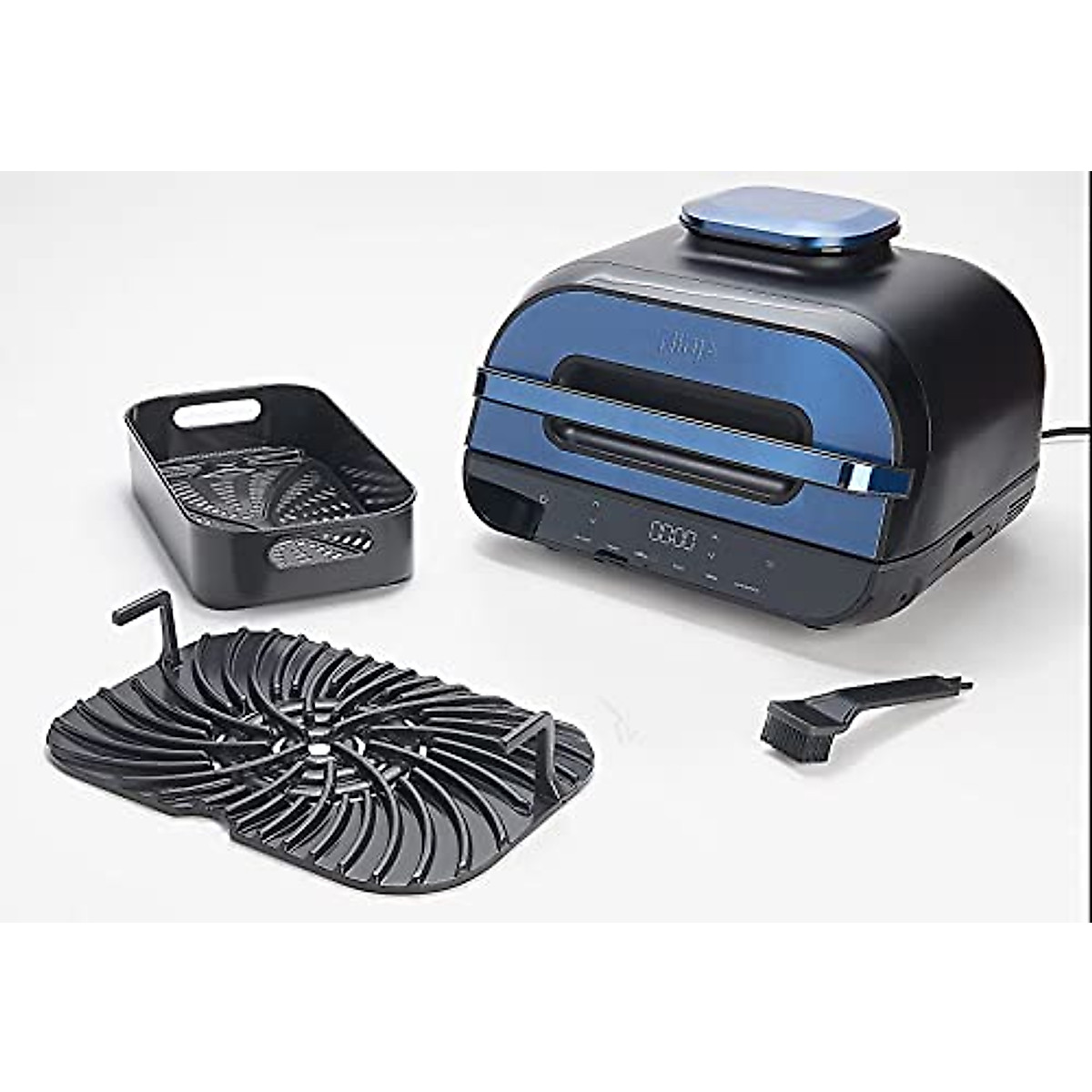 Ninja FG551H Foodi Smart XL 6-in-1 Indoor Grill with 4-Quart Air Fryer Roast Bake Dehydrate Broil and Leave-in Thermometer, with Extra Large Capacity (Renewed) (Navy)