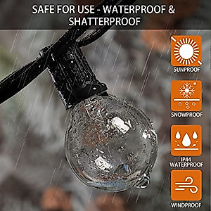 NICONIK Patio String Light 25FT, 25 Bulbs(2 Spare) /5W & 2FT Extended Plug Cord, IP44 Waterproof Glass Edison Globe Outdoor Lights, Connectable Hanging Garden Light for Backyard Balcony Party Décor