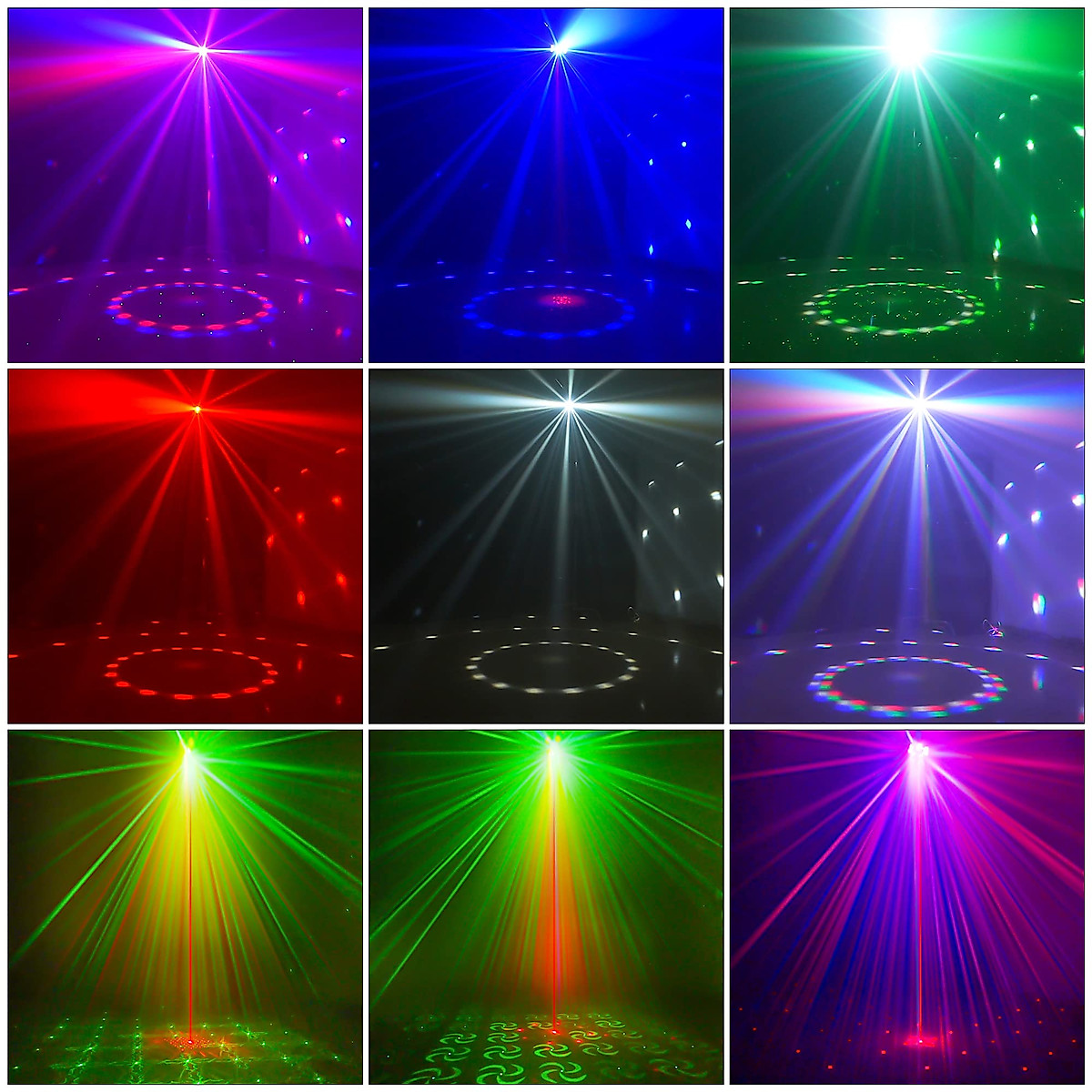 Disco Light Party Light, Missyee DJ Lights 4 in 1 with Disco Ball, LED Pattern Lights, Strobe Light, Sound Activated Stage Lights Compatible with DMX Control for Home Dance Wedding Event Party