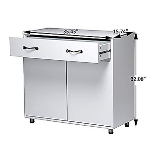 GLCHQ Storage Drawer File Cabinet nightstand Side Cabinet Cupboard Sideboard for Office or Living Room Kitchen Room (Two Doors, White)