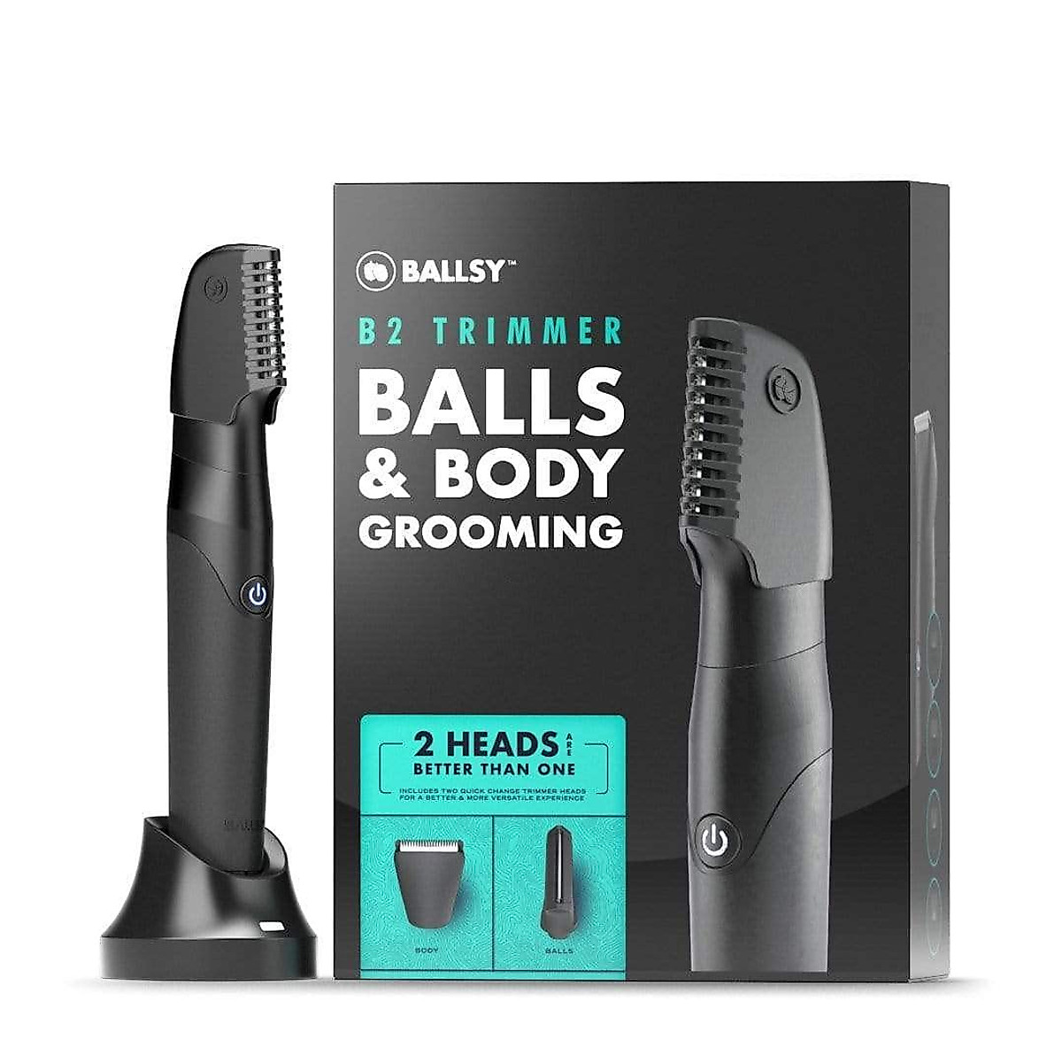 Ballsy B2 Trimmer and Nuts About You Sack Pack Bundle, Complete Grooming Set for Men; Waterproof and Rechargeable Balls & Body Groomer, Ballwash (8 Oz), Sack Spray (2 Oz) and Nut Rub (0.85 Oz), Ocean