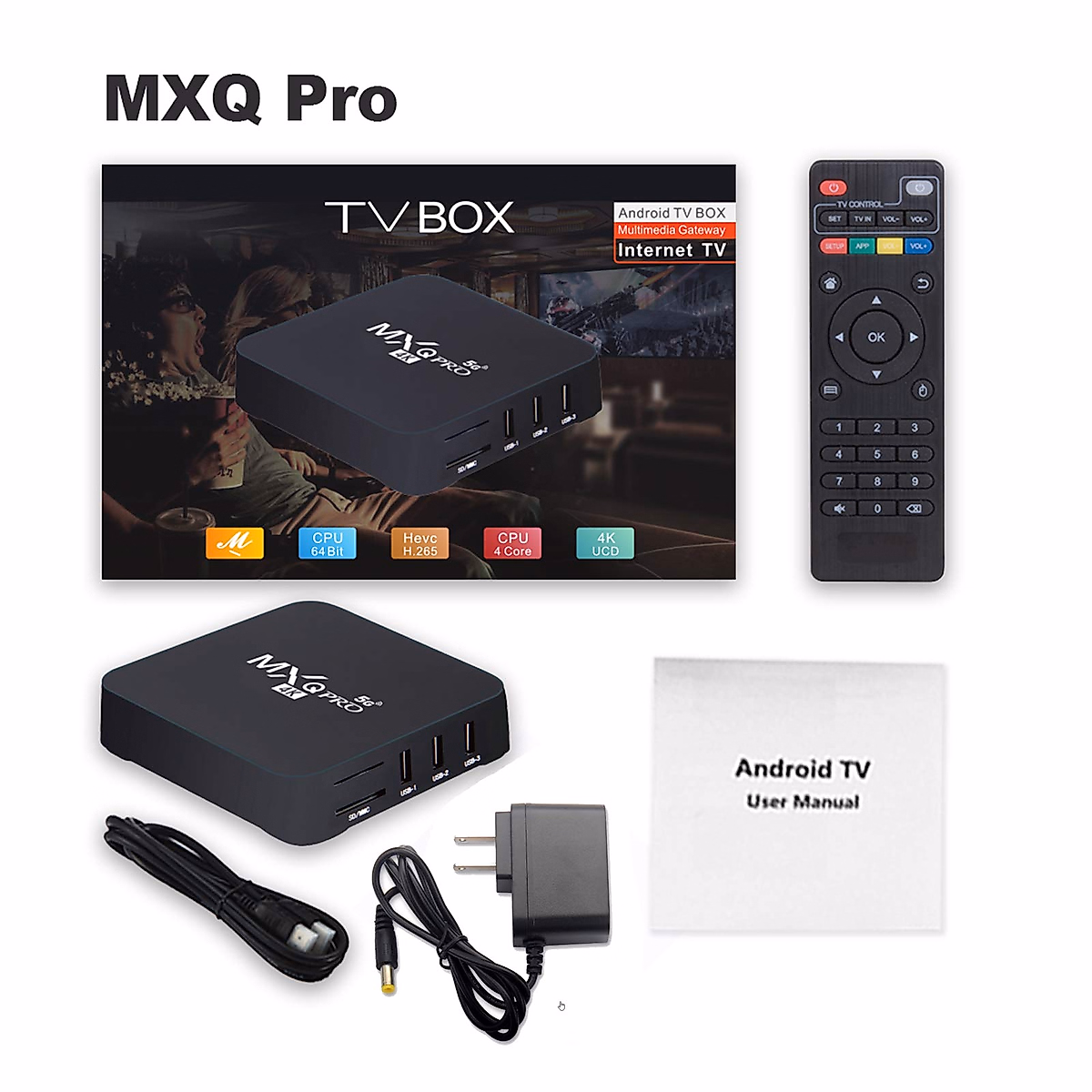 MXQ Pro 5G Android 11.1 TV Box 2023 Upgraded Version Ram 2GB ROM 16GB Android Smart Box H.265 HD 3D Dual Band 2.4G/5.8G WiFi Quad Core Home Media Player