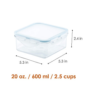 LOCK & LOCK Purely Better Tritan Container/Square Food Storage Bin, 20 Ounce, Clear