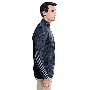 Adidas Brushed Terry Heathered Quarter-Zip Pullover 2XL Navy Heather/ Mid Grey