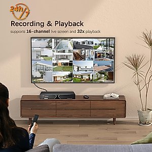 TIGERSECU Super HD 1080P 16 Channel DVR Security Recorder Without Hard Drive, Hybrid 6-in-1 CCTV DVR Recorder Compatible with 2MP and 5MP TVI, AHD, CVI, Analog, RS485 PTZ and IP Cameras