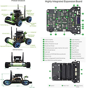 JetRacer Professional Version ROS AI Robot Accessory Kit Supports Dual Controllers RP2040 Microcontroller Jetson Nano for Lidar Mapping Vision Processing Self Driving @XYGStudy
