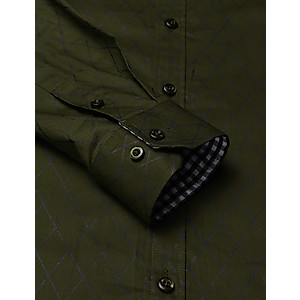 COOFANDY Mens Business Dress Shirt Long Sleeve Slim Fit Casual Button Down Army Green, Large