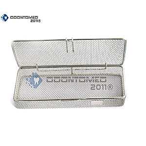 OdontoMed2011 Instrument Tray and Mesh Perforated Baskets Sterilization Tray 9" X 3" X 1" with Lid Stainless Steel, OD2011-DN-312