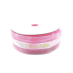 Satin and Organza Pink Ribbon - It's a Girl for Baby Shower - Decoration for Your Baby Shower (Pink and Gold)
