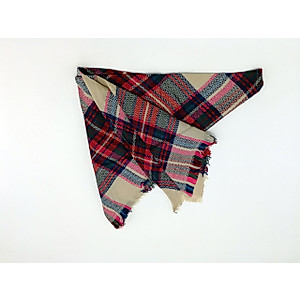 Wander Agio Womens Warm Scarf Triangle Shawls Large Scarves Stripe Plaid Fichu Beige Pink Colour 1