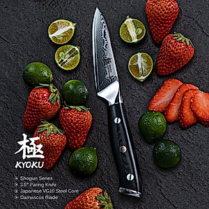 KYOKU 6" Utility Knife + 3.5'' Paring Knife - Shogun Series - Japanese VG10 Steel Core Forged Damascus Blade