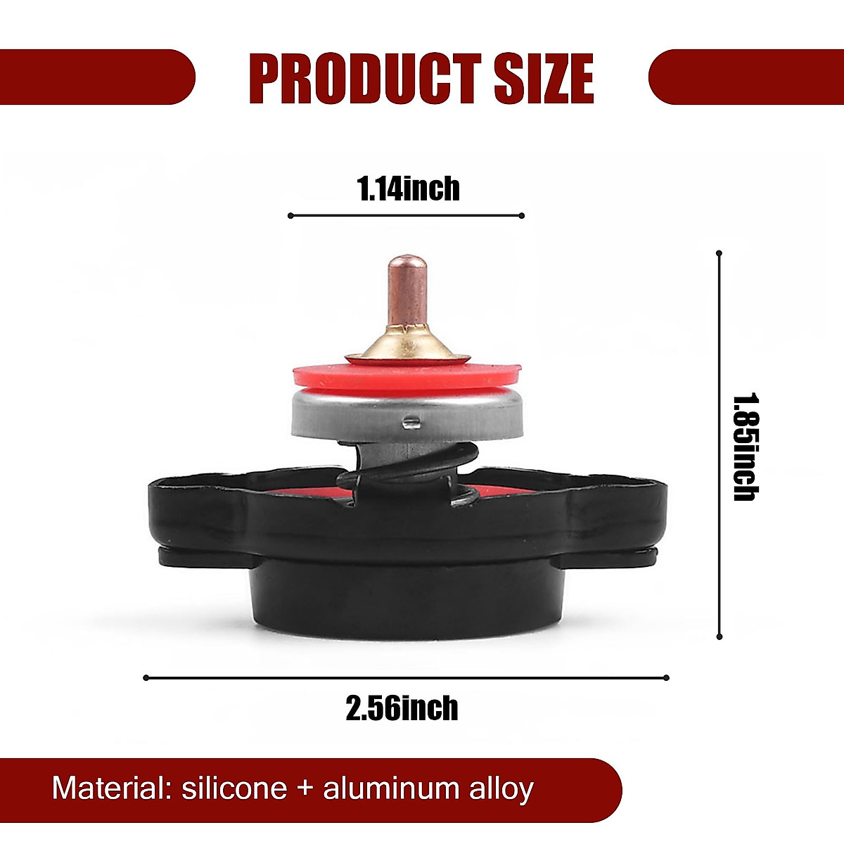 Fogfar 1 PC 1.8 Car High-Pressure Radiator Cap with Temperature Gauge, Durable Metal Automotive Modified Fuel Tank Cap, Universal Vehicle Radiator Cap Accessories for Motorcycle Truck SUV (Black)