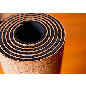 Tranquil Yogi Natural Yoga and Exercise Mat - Excellent Grip and Joint Protection, Includes Carry Strap. (Cork - 6mm)