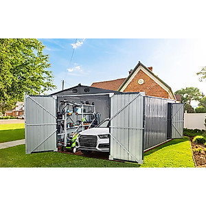 GLANZEND Outdoor Storage Shed 20x13FT, Metal Shed Backyard Utility Large Storage Shed with 2 Doors and 4 Vents, Metal Car Canopy Shelter for Car, Truck,Bike, Garbage Can, Tool, Lawnmower