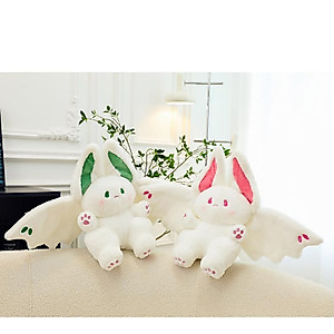 Vseegrs Flying Bunny Rabbit Stuffed Animals, Cute and Fluffy Plush Pillow with Rabbit Ears and Bat Wings, Soft Bat Bunny Stuffed Animal for Kids, Adults, Boys and Girls(Green, 13.7in)