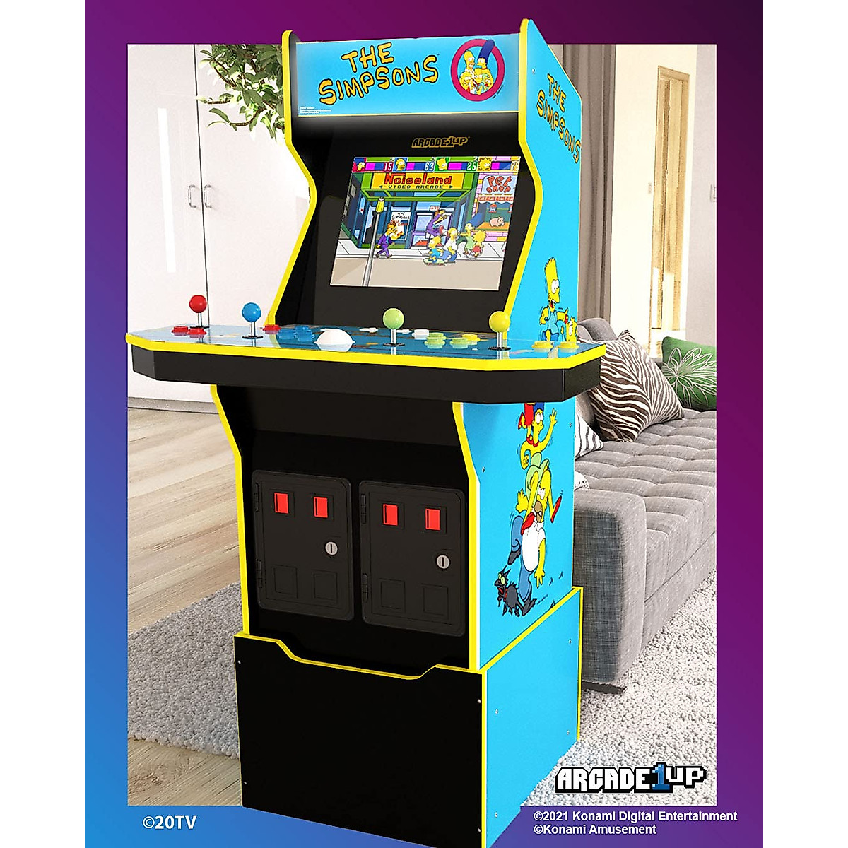 Arcade1UP The Simpsons Live Arcade Cabinet with Riser & Lit Marquee (4 Player) Blue