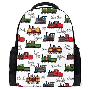 ZZXXB Steam Trains Casual Backpack Waterproof Travel Daypack Children School Bag
