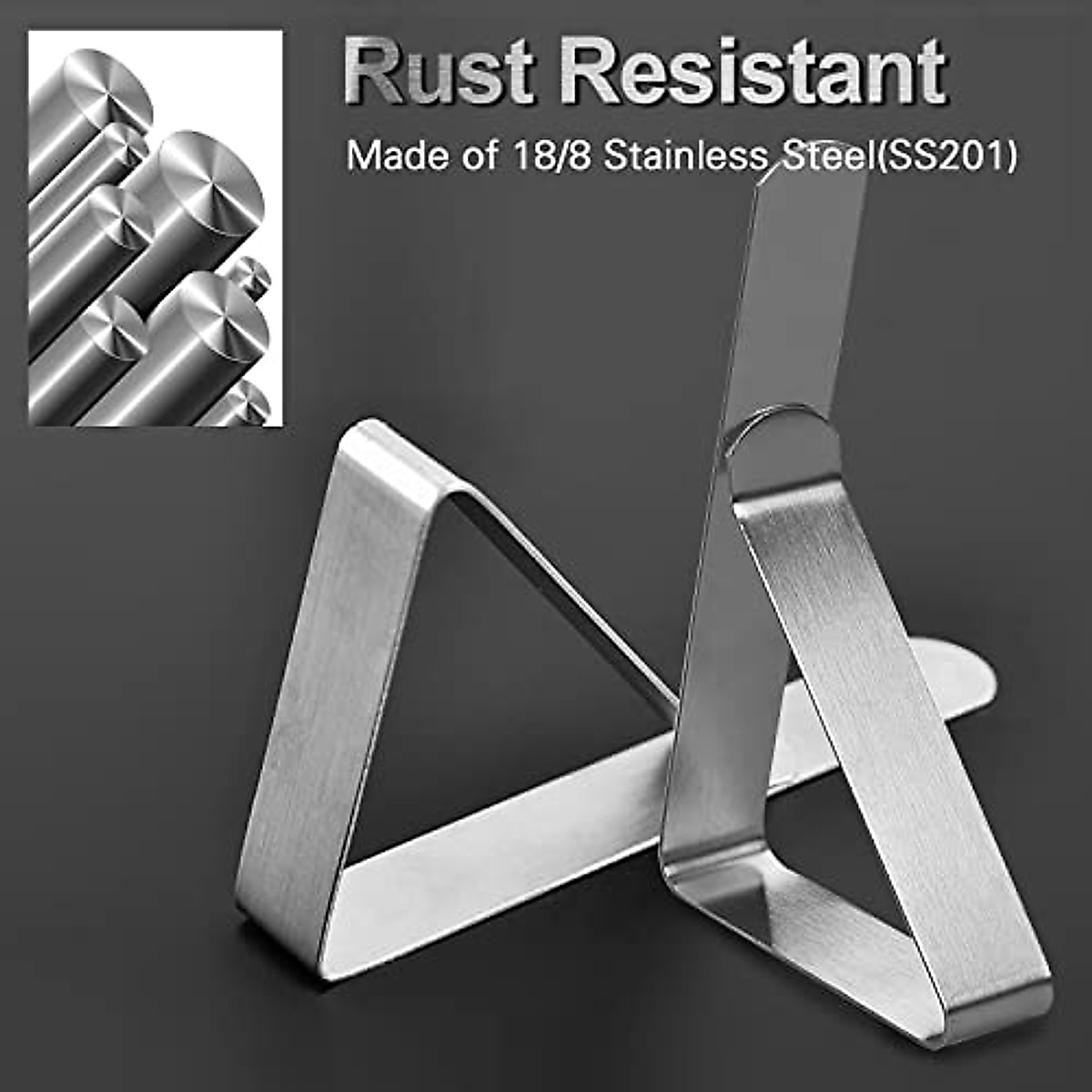 12 Pack Tablecloth Clips- Picnic Table Cloth Clips- Stainless Steel Table Cloth Cover Clamps- Table Clips for Restaurant Picnics Marquees Weddings Graduation Party- Fits Up to 1.7” Thick Tables